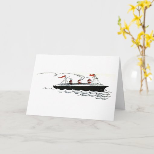 Ocean Liner at Sea Line Drawing Card | Zazzle