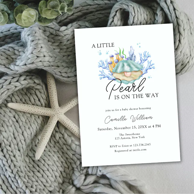 Ocean Little Pearl Under The Sea Baby Shower Invitation | Zazzle
