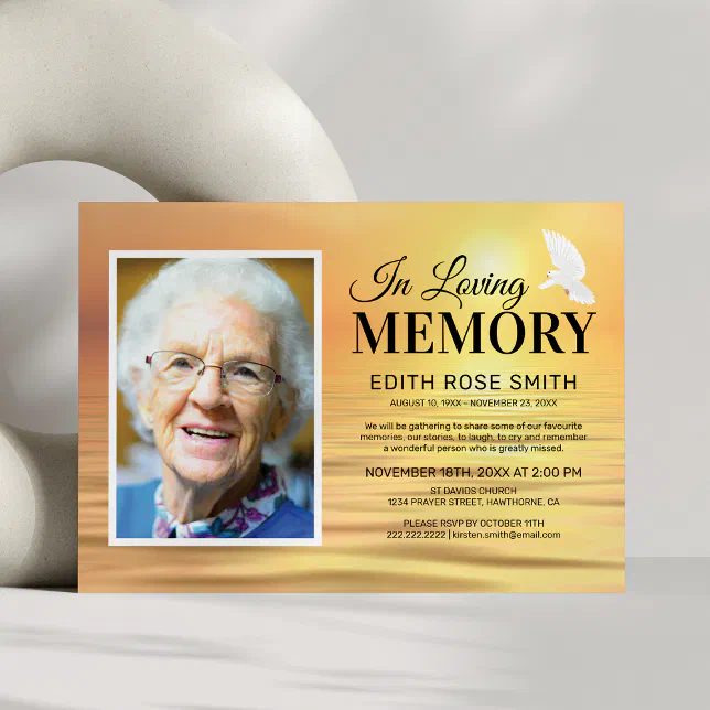 Ocean Memorial Service | In Loving Memory Photo Invitation | Zazzle
