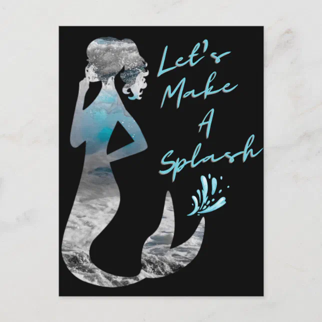 Ocean Mermaid Let's Make A Splash Postcard | Zazzle