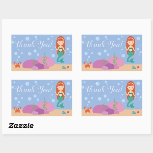 Ocean mermaid saying thank you underwater sticker | Zazzle