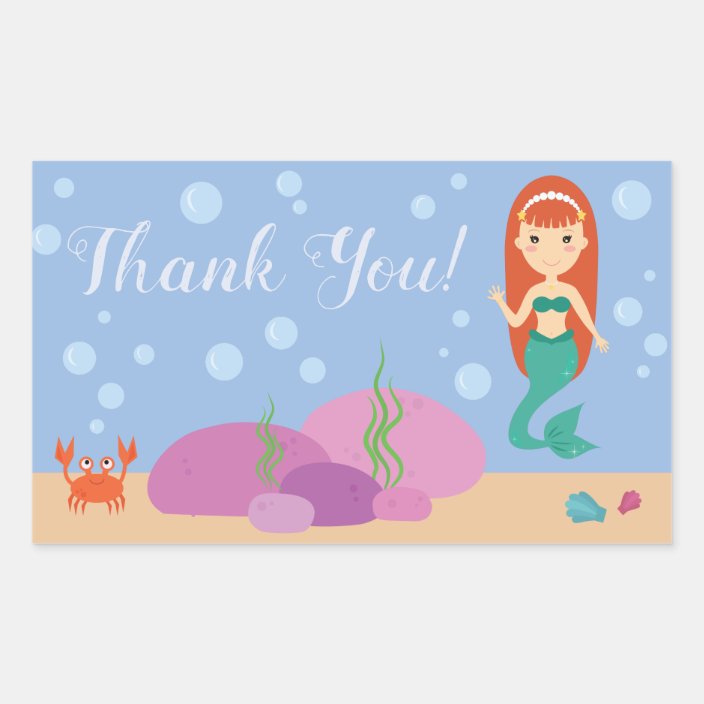 Ocean mermaid saying thank you underwater sticker | Zazzle.com