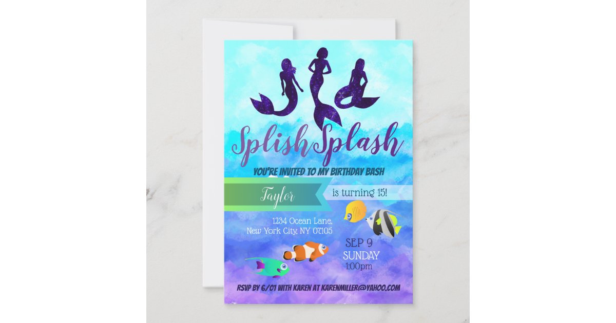 Ocean Mermaids Trio Birthday Invitations | Zazzle
