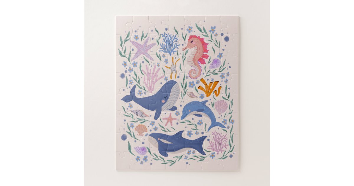Ocean Nursery Art - Whimsical Sea Creatures Jigsaw Puzzle | Zazzle