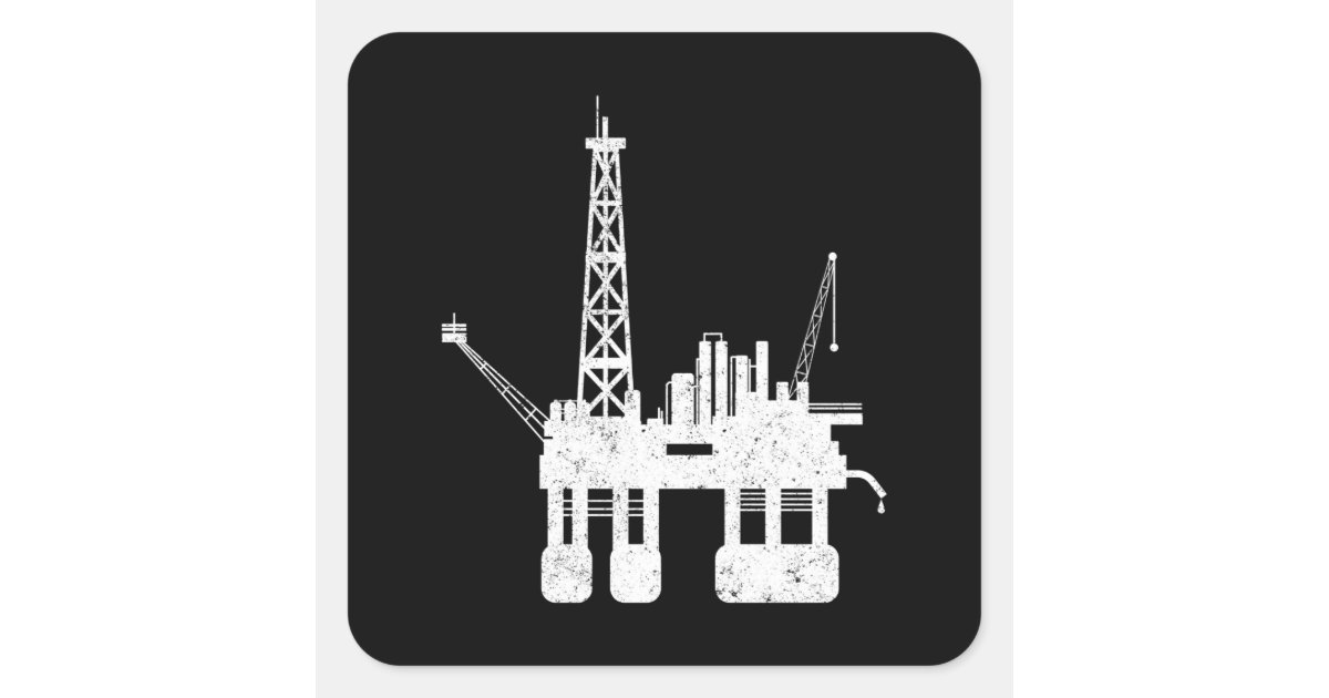 Ocean Oilfield Driller Drilling Rig Square Sticker | Zazzle