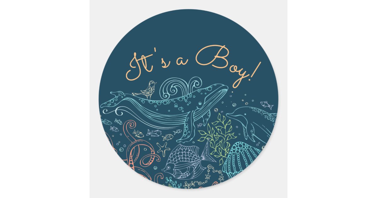 Ocean Party | It's a Boy Sticker | Zazzle