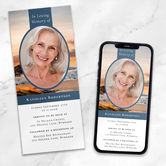 Ocean Photo Funeral Digital Invitation | Zazzle