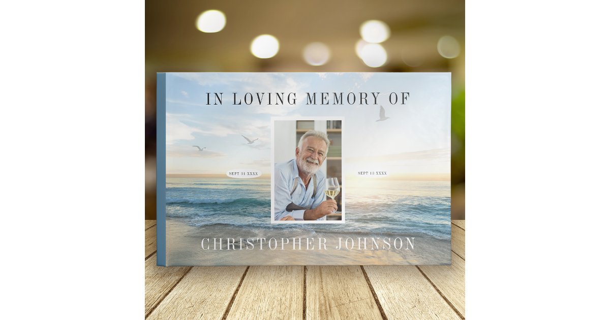 Ocean Photo Funeral Guest Book | Zazzle