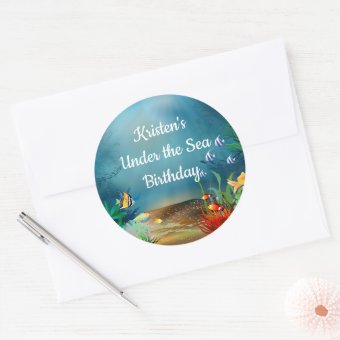 Ocean Reef Under the Sea Birthday Party Classic Round Sticker | Zazzle