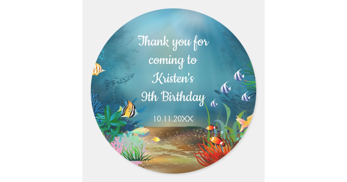 Ocean Reef Under the Sea Birthday Party Classic Round Sticker | Zazzle