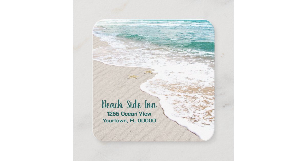 Ocean Sandy Beach Square Business Card | Zazzle