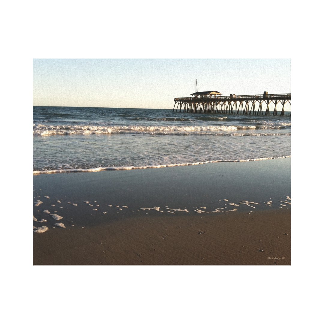Ocean Scene, showing Myrtle Beach State Park Pier Canvas Print | Zazzle