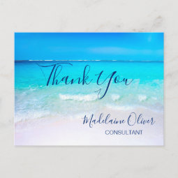 Ocean Scene Summer Beach Blue Thank You Postcard | Zazzle