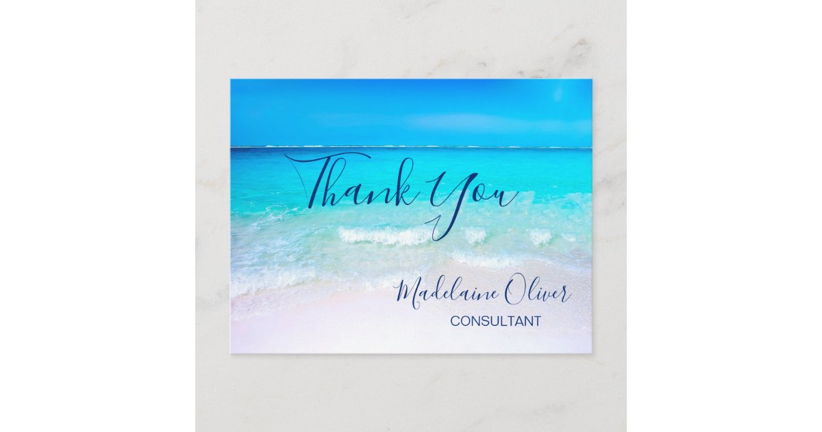 Ocean Scene Summer Beach Blue Thank You Postcard | Zazzle