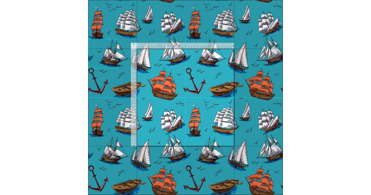 Ocean Sea Nautical Pattern Fabric | Zazzle