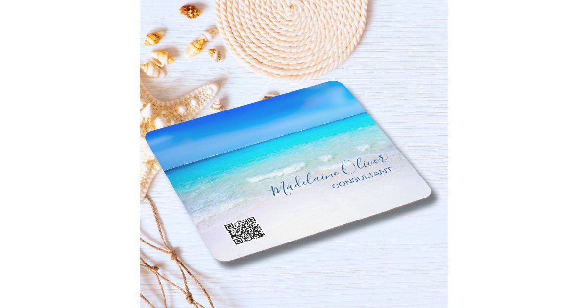 Ocean Sea QR Code Blue Square Paper Coaster | Zazzle