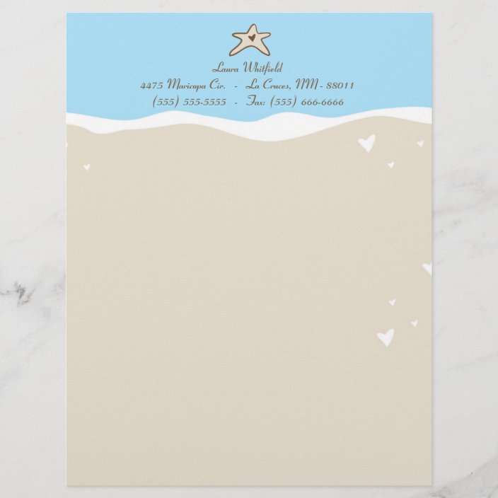 Ocean Sea Shell Water Sand Letterhead Stationery | Zazzle.com