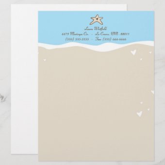Ocean Sea Shell Water Sand Letterhead Stationery | Zazzle