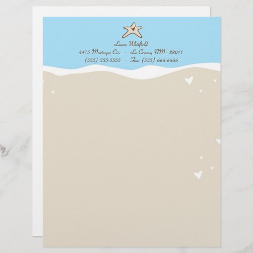 Ocean Sea Shell Water Sand Letterhead Stationery | Zazzle