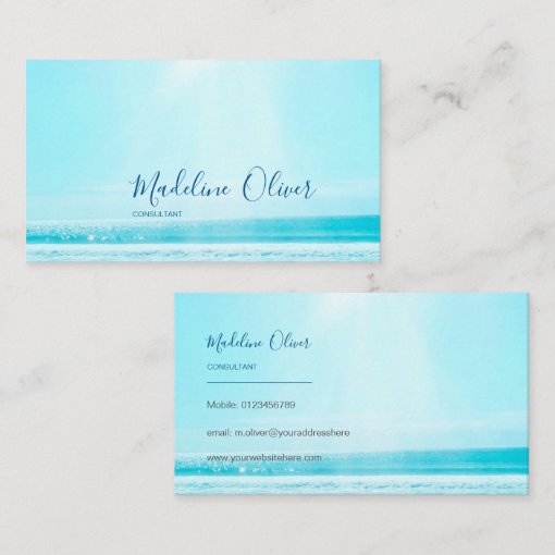 Ocean Sea Travel Blue Modern Professional Business Card | Zazzle