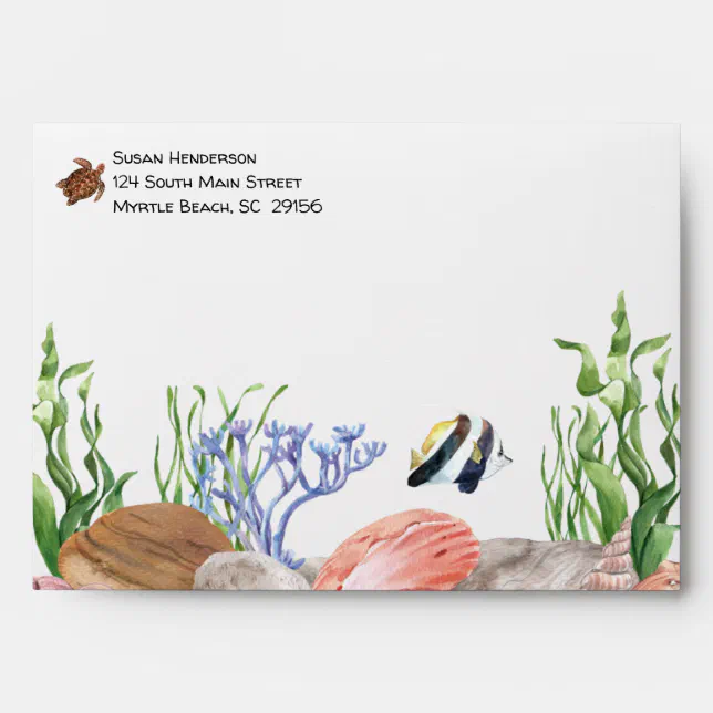 Ocean Sea Turtle Baby Shower Envelope | Zazzle