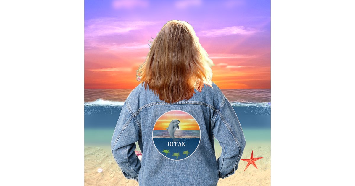 Ocean, Sea Turtles and Dolphin Denim Jacket | Zazzle