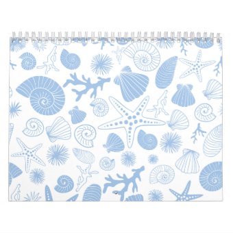 Ocean Seashell Light Blue Nautical Seashore Beach Calendar | Zazzle