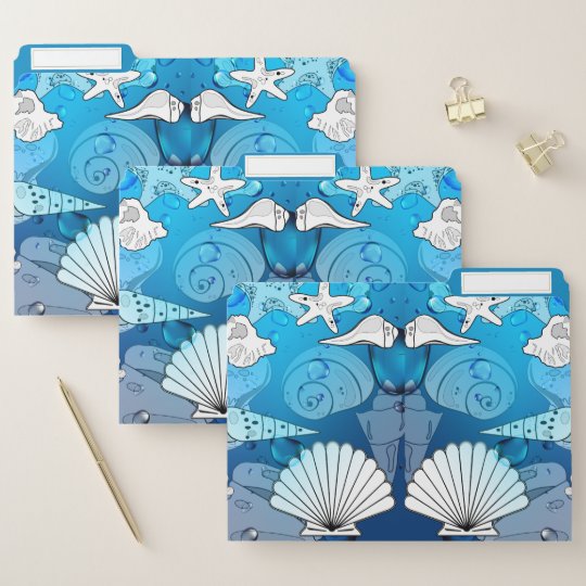 Ocean Seashells Beach Aqua File Folder | Zazzle.com