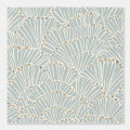 Ocean Shell Fan Art Deco in Soft Blue & Gold Wallpaper | Zazzle