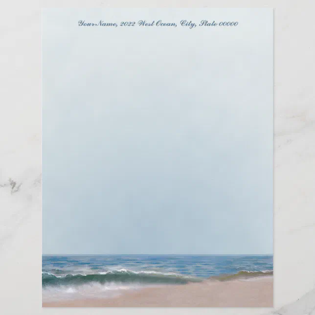Ocean Shore Beach Letterhead Stationery | Zazzle