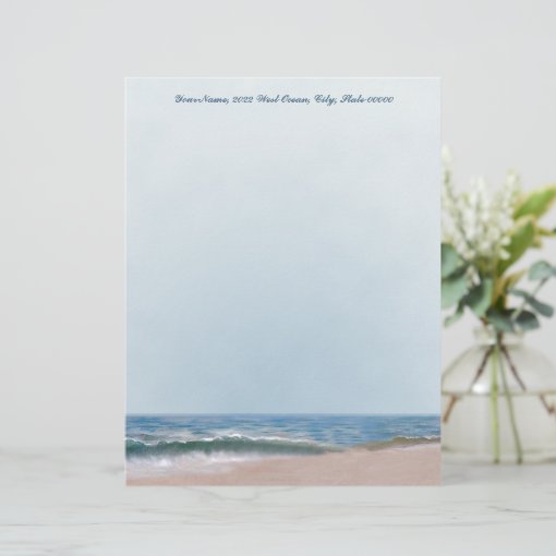 Ocean Shore Beach Letterhead Stationery | Zazzle