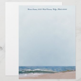 Ocean Shore Beach Letterhead Stationery | Zazzle