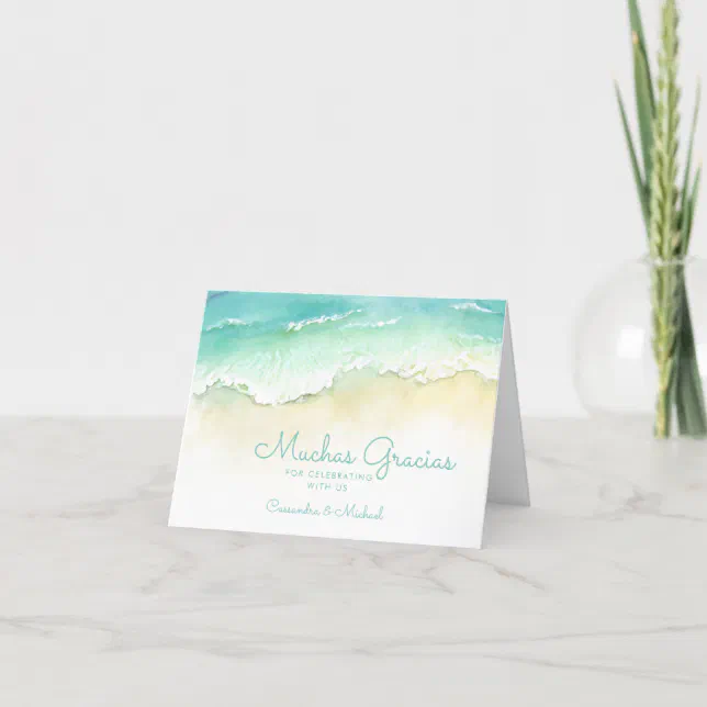 Ocean Shore | Beach | Muchas Gracias Thank You Card | Zazzle