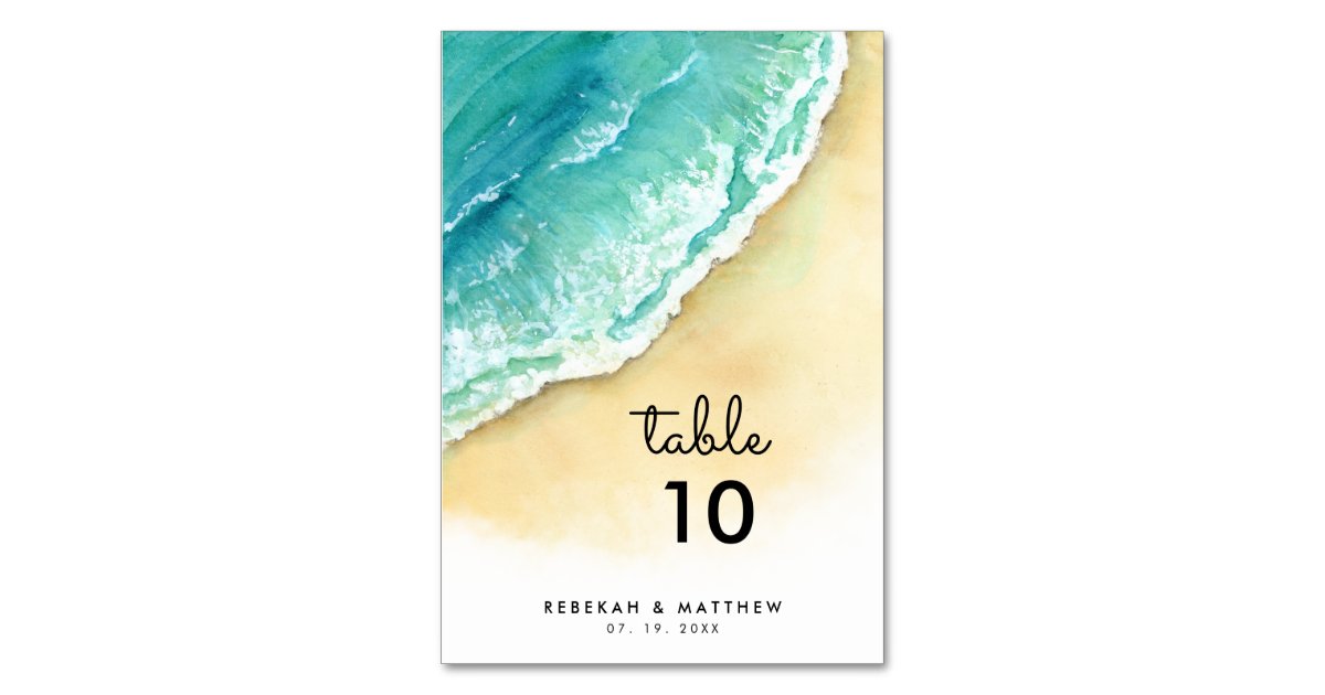Ocean Shore | Beach | Table Number | Zazzle