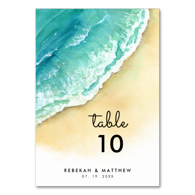 Ocean Shore | Beach | Table Number | Zazzle