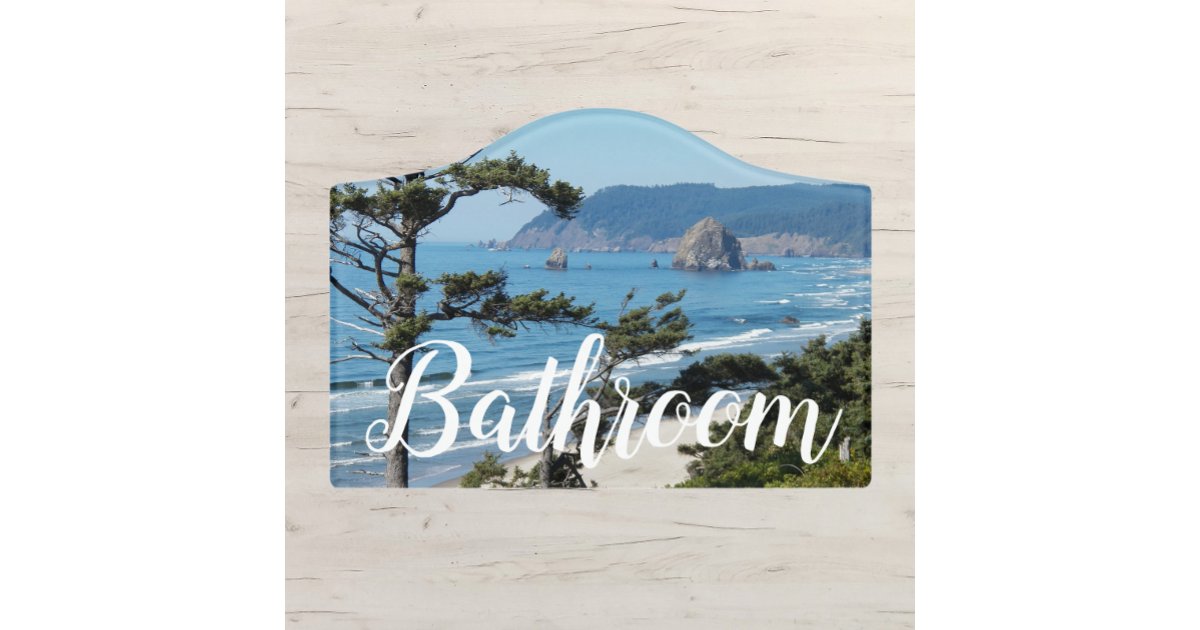 Ocean Shoreline Beach Seascape Bathroom Door Sign | Zazzle