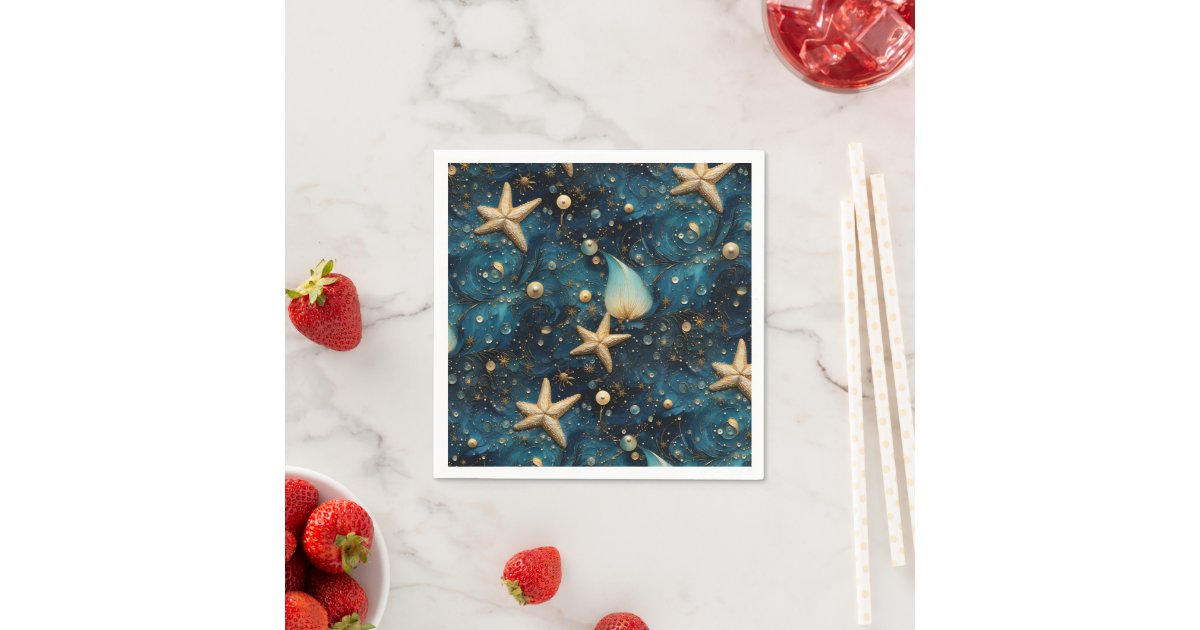 Ocean Starfish Pattern Paper Napkins | Zazzle