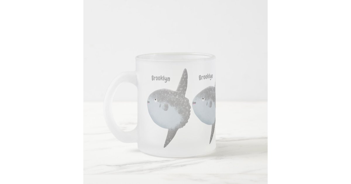 Ocean sunfish mola mola cute cartoon frosted glass coffee mug | Zazzle