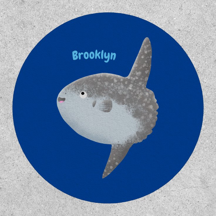 Ocean sunfish mola mola cute cartoon patch | Zazzle