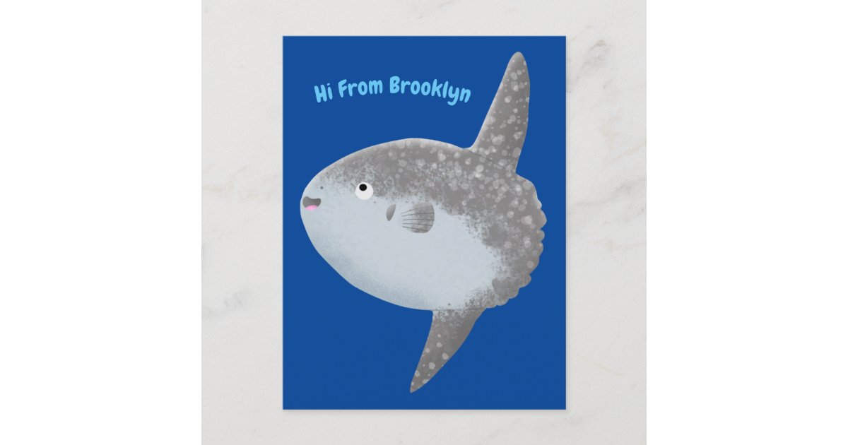 Ocean sunfish mola mola cute cartoon postcard | Zazzle
