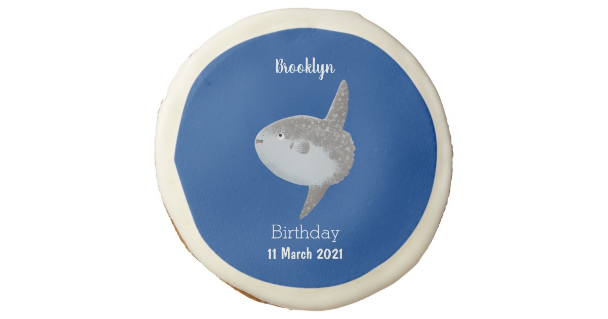 Ocean sunfish mola mola cute cartoon sugar cookie | Zazzle