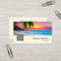 Ocean Sunrise QR Code Tropical Travel Yellow Business Card | Zazzle