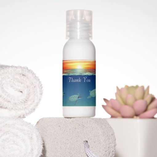 Ocean sunrise & sea turtles Thank You favor Hand Lotion | Zazzle