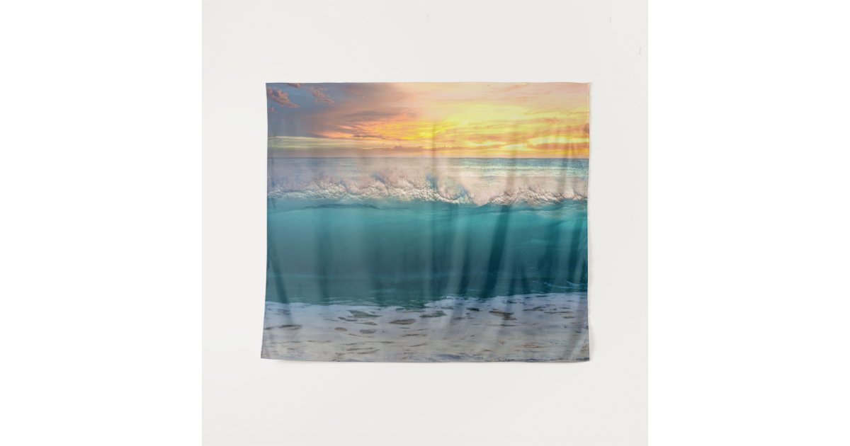 Ocean Sunset Beach Photo 193 Tapestry | Zazzle