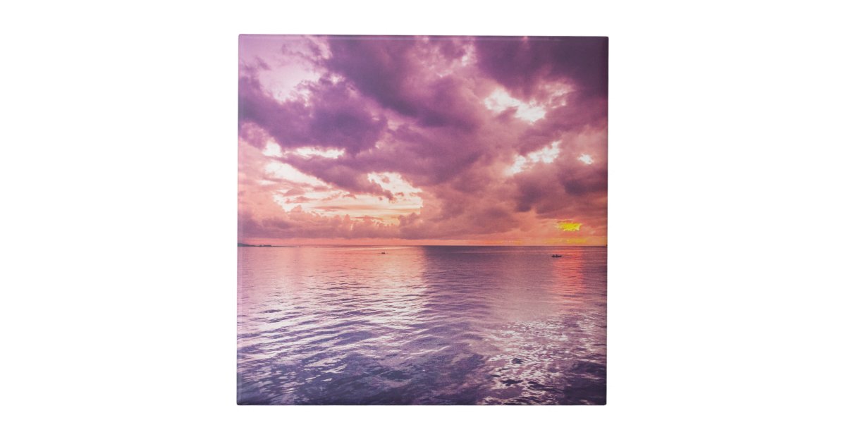 Ocean Sunset Inspirational Ceramic Tile | Zazzle