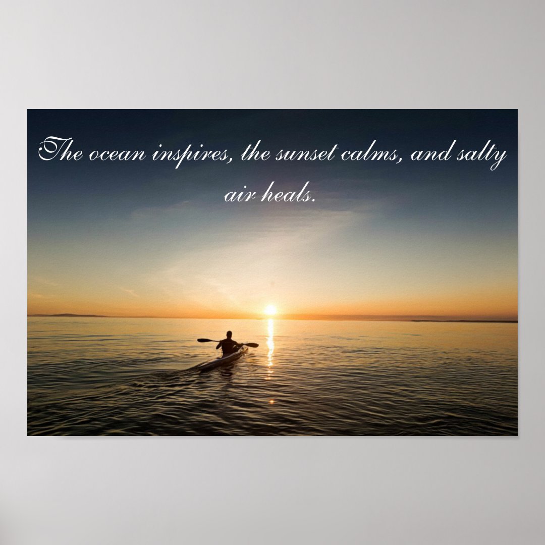 Ocean Sunset Kayak Canoe Inspirational Quote Poste Poster | Zazzle