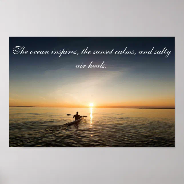 Ocean Sunset Kayak Canoe Inspirational Quote Poste Poster | Zazzle