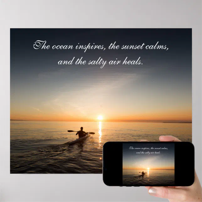 Ocean Sunset Kayak Canoe Inspirational Quote Poste Poster | Zazzle