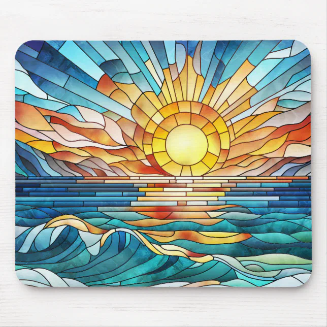 Ocean Sunset mosaic art Mouse Pad | Zazzle