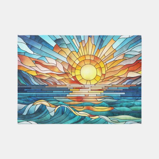 Ocean Sunset mosaic art Outdoor Rug | Zazzle